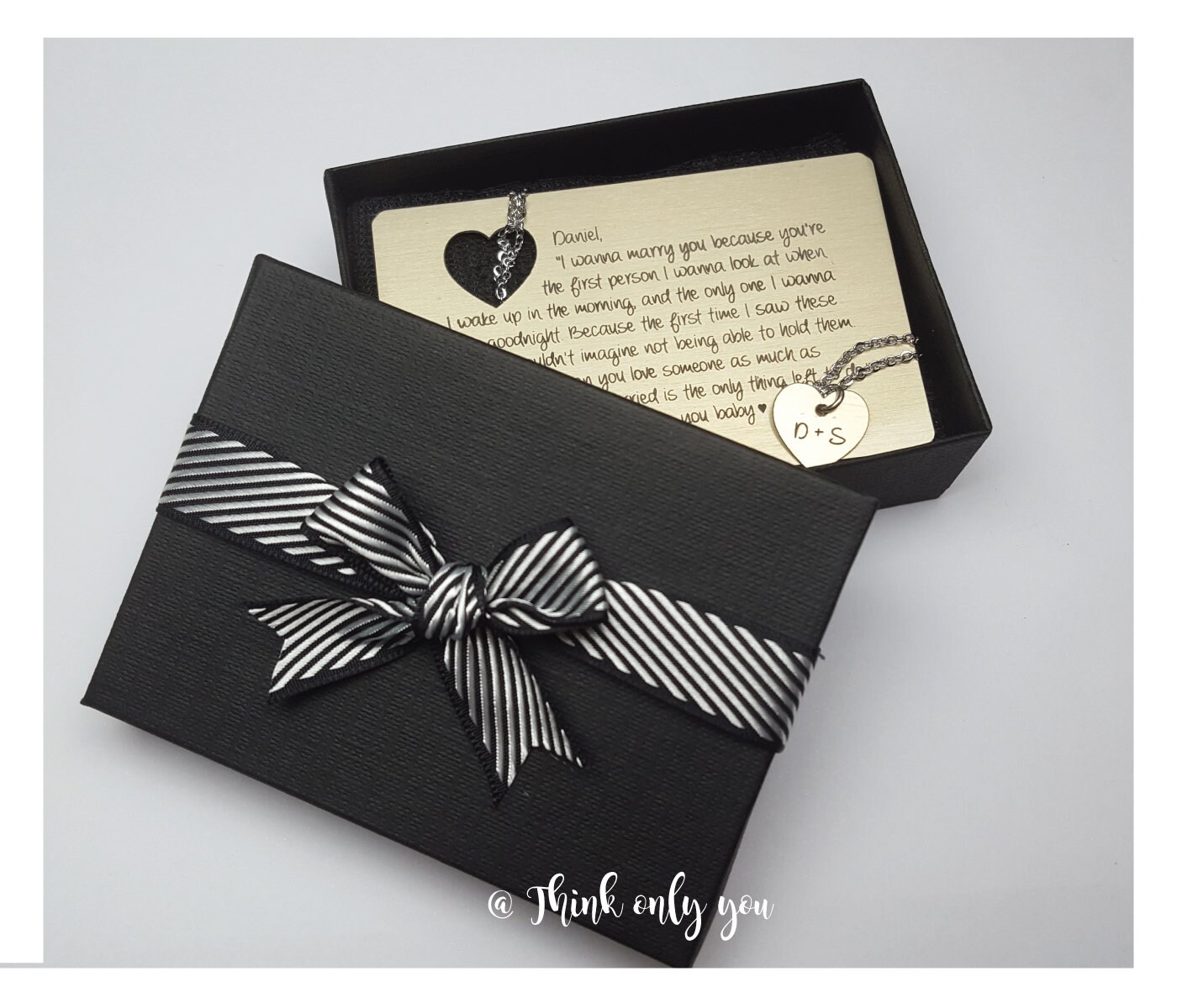 Wallet insert card with Heart Cut Out necklace. | Etsy