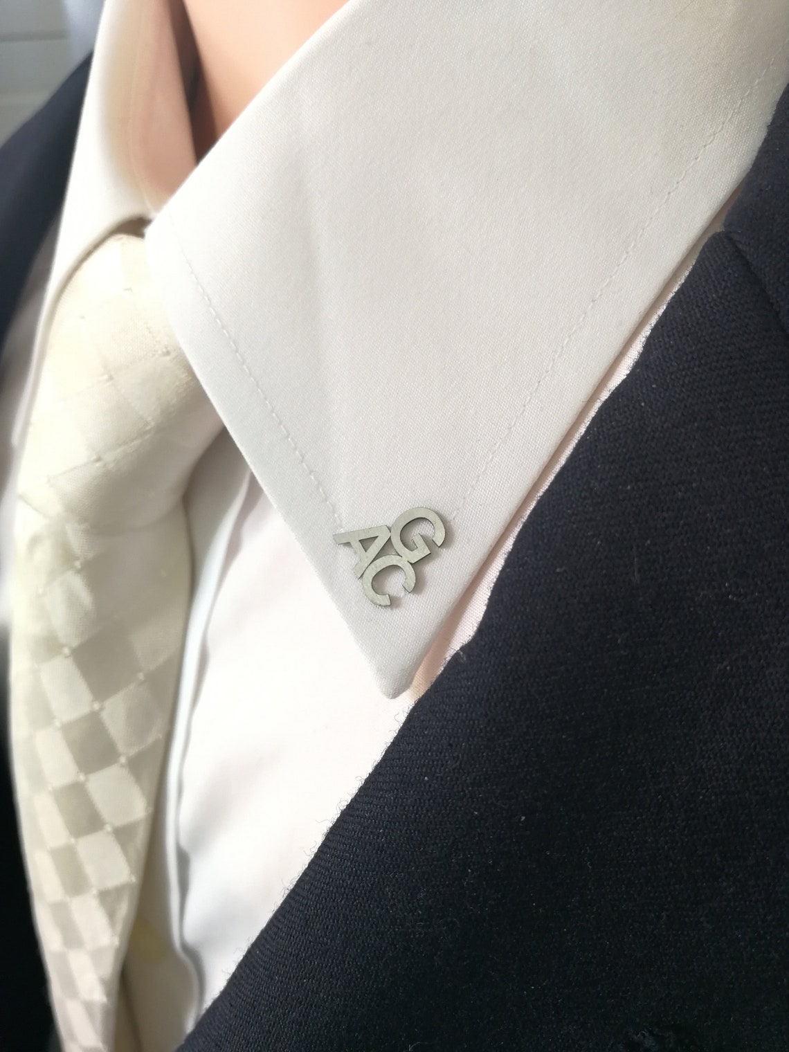 Triangle Initial Letter Shirt Collar Pin With Magnetic Back - Etsy