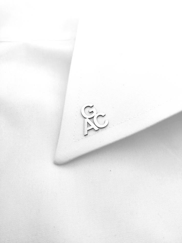 Triangle Initial Letter Shirt Collar Pin with Magnetic back | Etsy