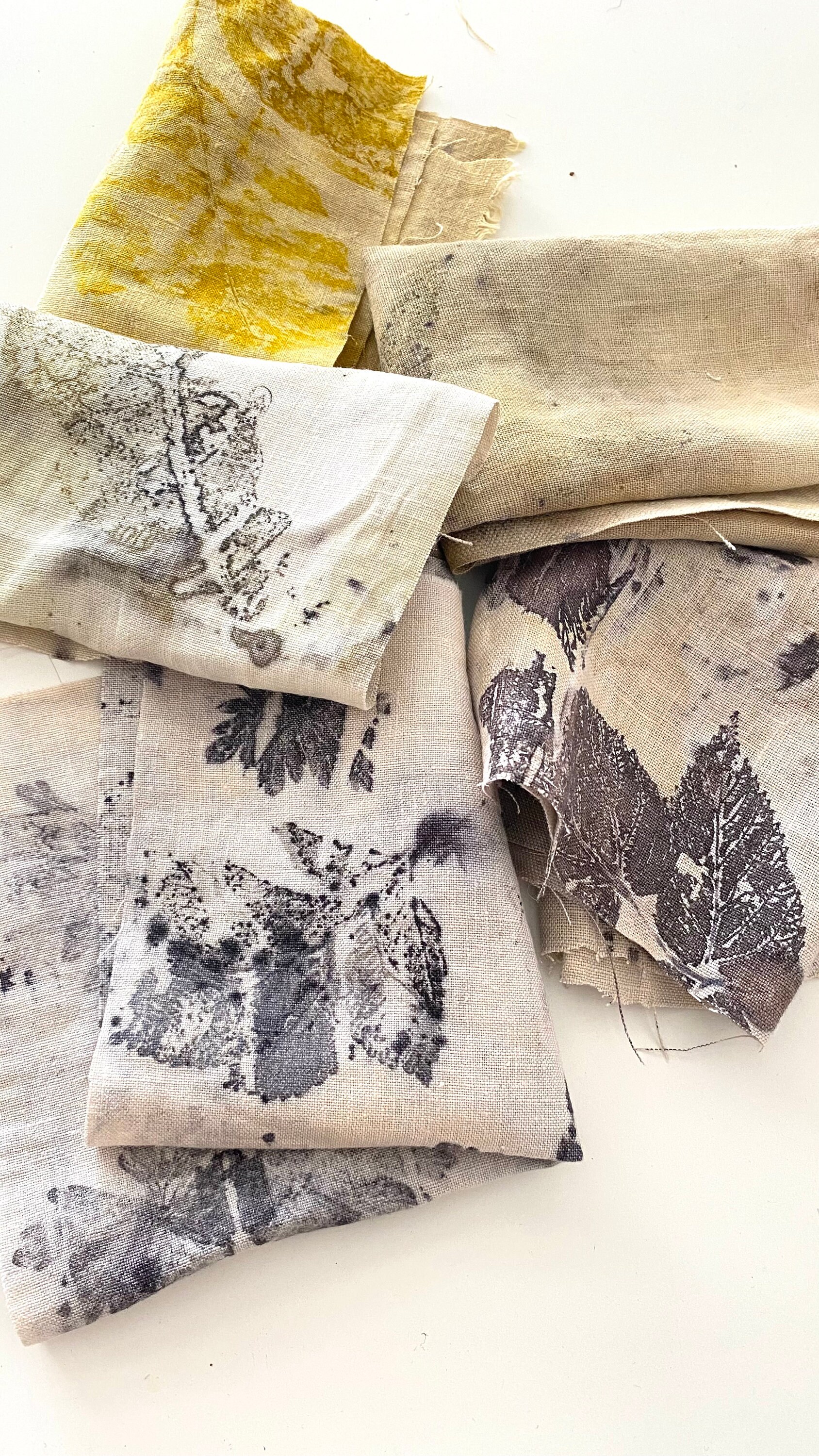 Fabric Eco Print Linen, Hand Dyeing, Botanical Print, Leave Print ...
