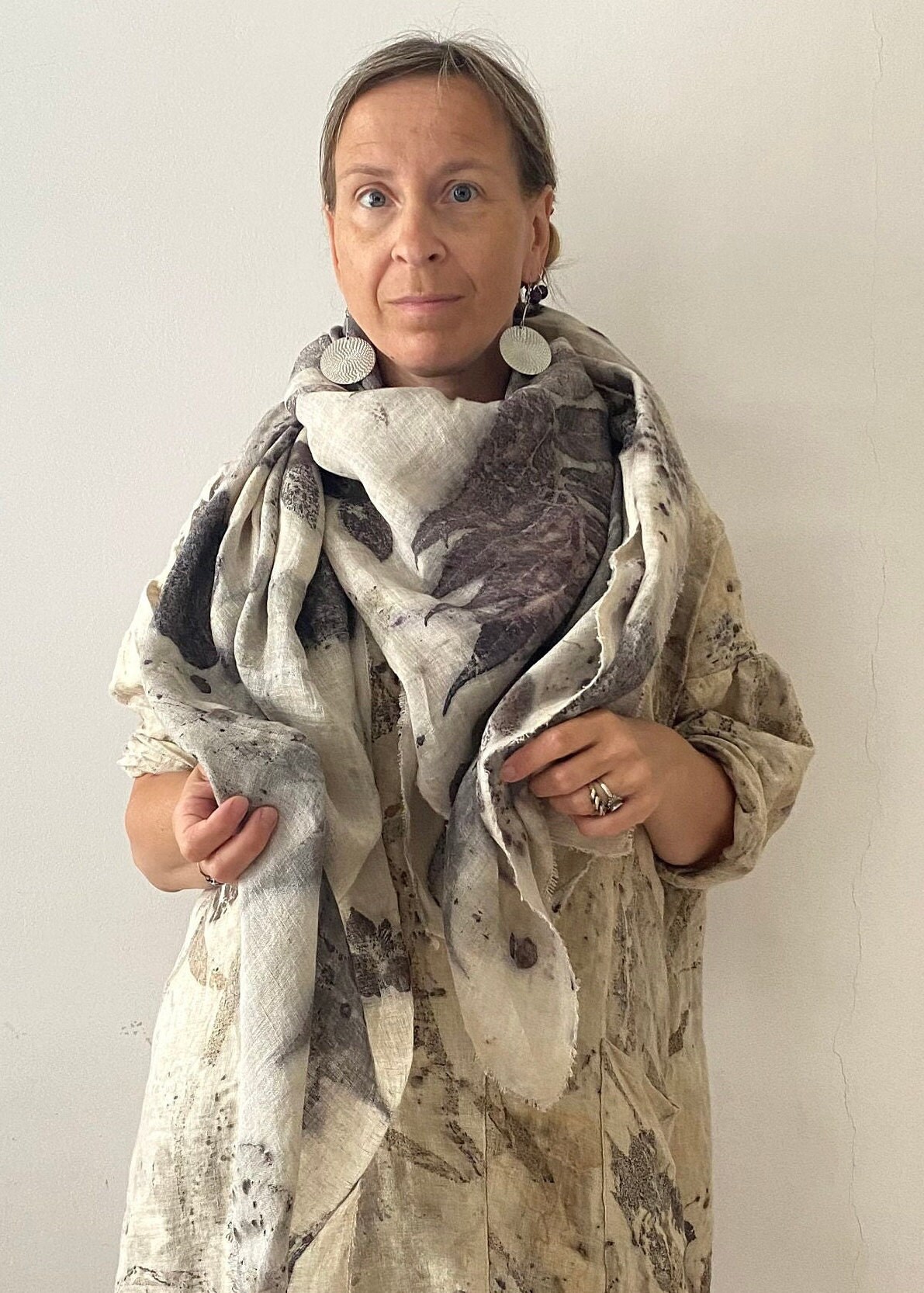 Soft Botanically Dyed Natural Linen Large Square Shawl Washed - Etsy