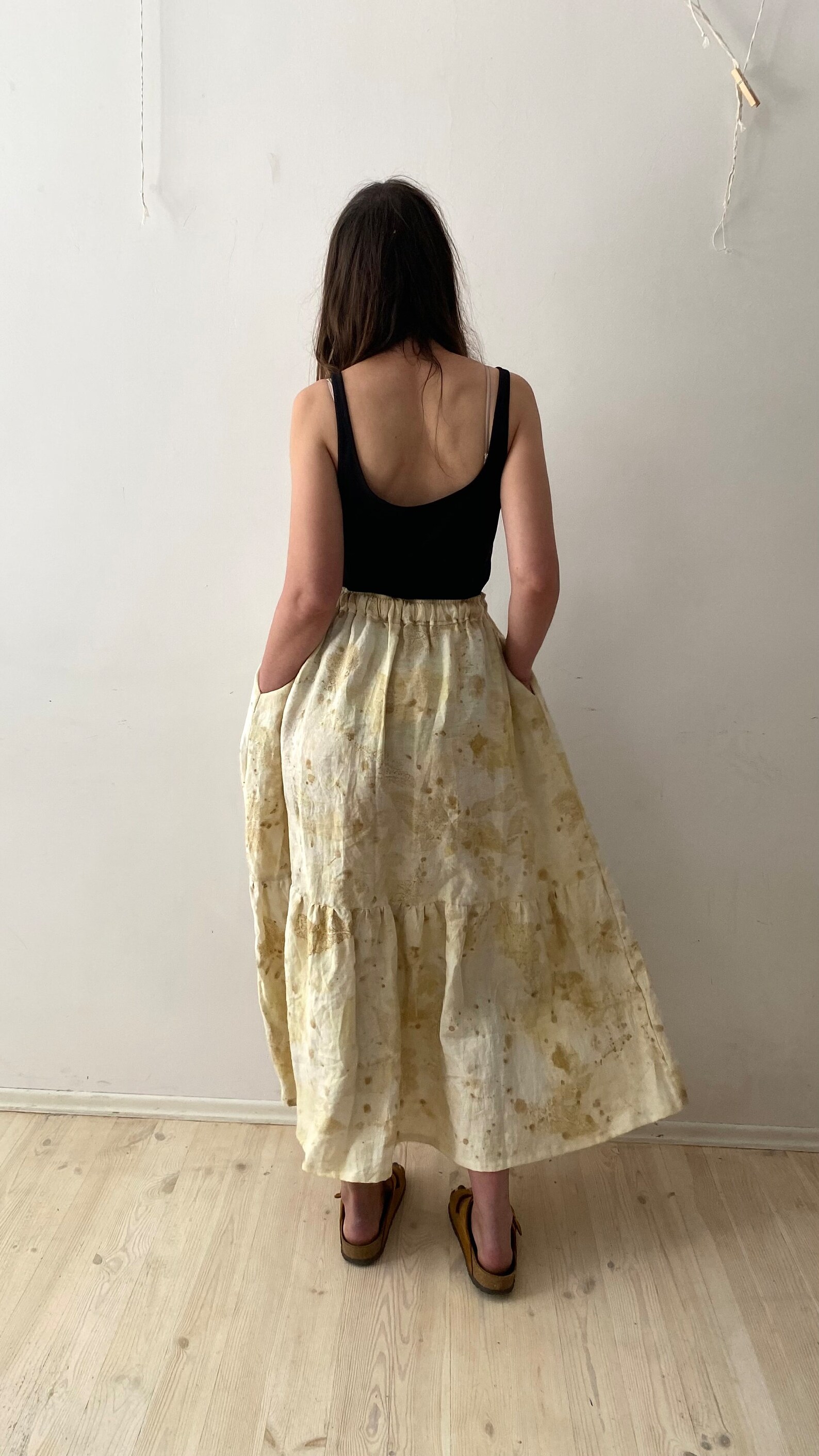 Mustard Light Long Linen Skirt for Women, Hand-dyed Plant Dyed Boho ...