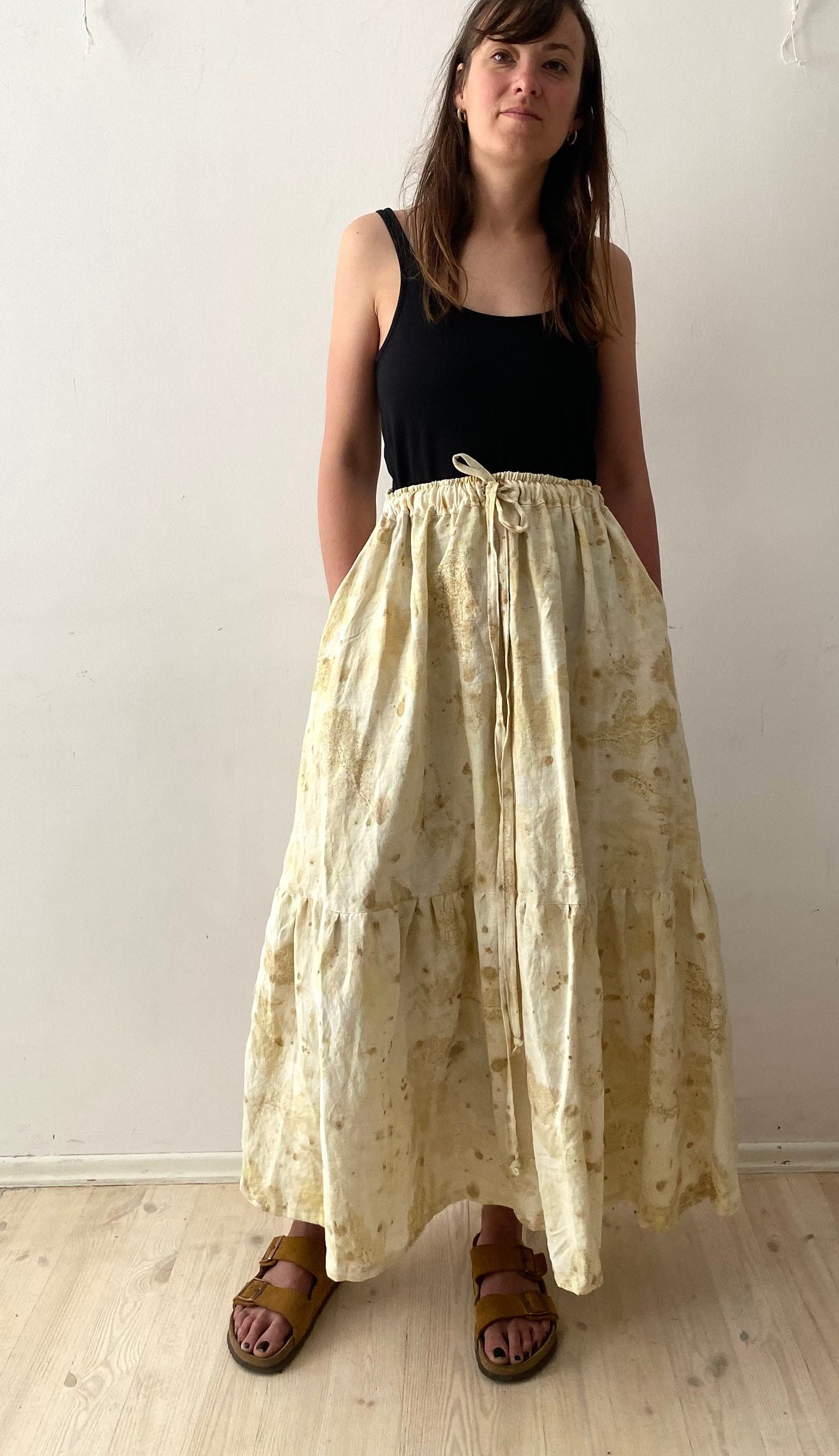 Mustard Light Long Linen Skirt for Women, Hand-dyed Plant Dyed Boho ...