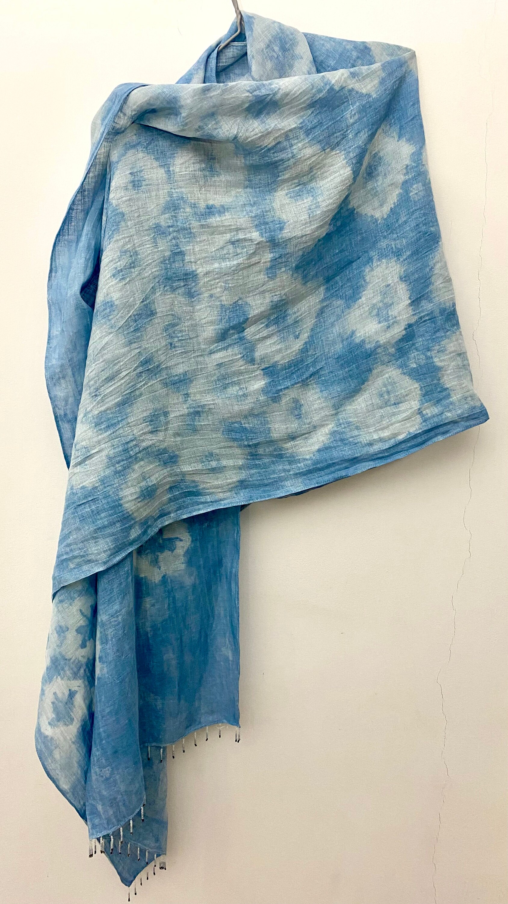 Natural Indigo Dyed Linen Scarf Hand Dyed Indigo Blue - Etsy