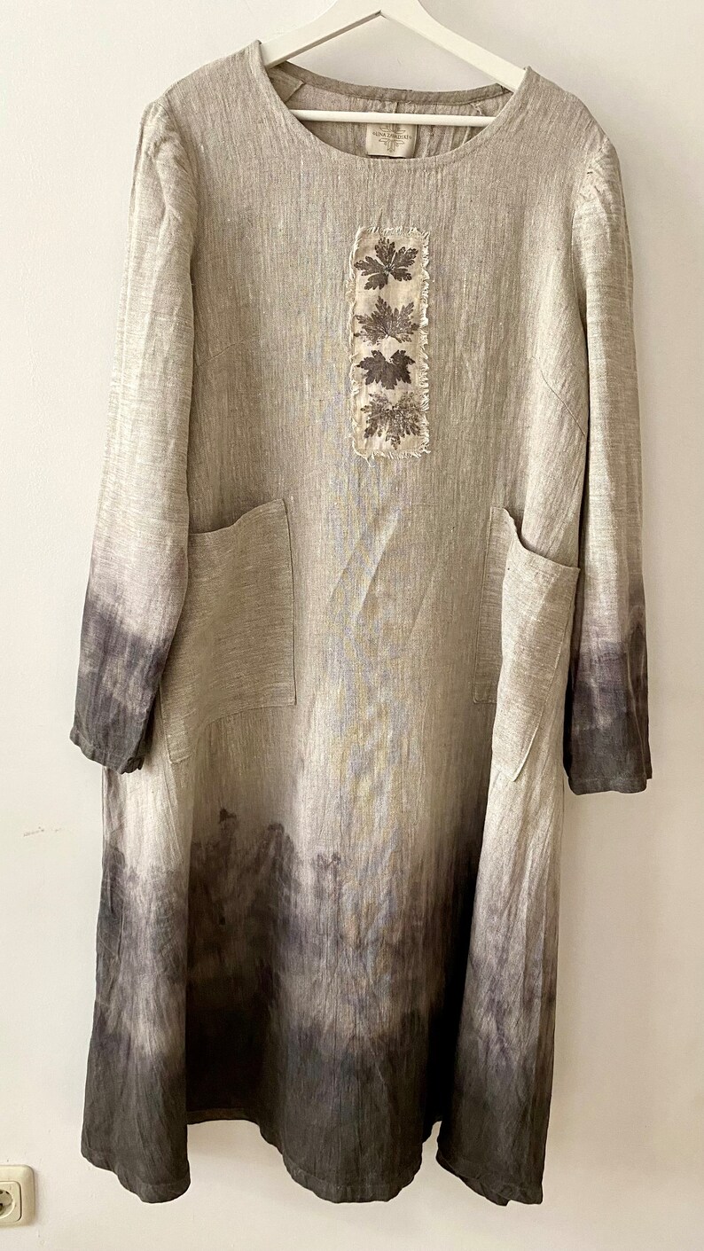 Natural Grey Linen Dress, Undyed Linen Flax Tunic, Light Gray Smock ...