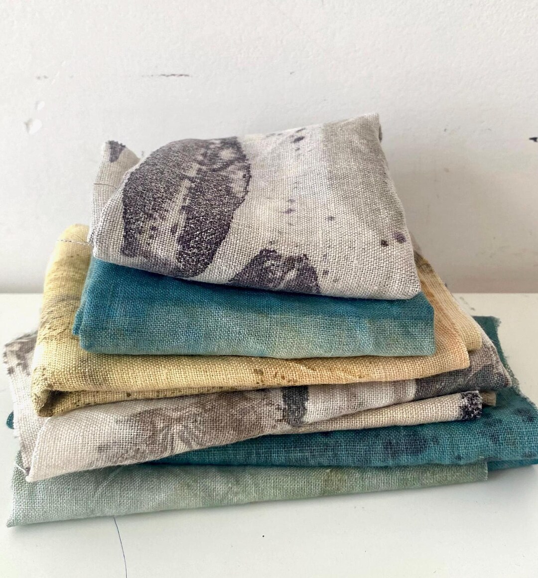 Naturally Dyed Linen Fabric Bundle, Hand Dyed, Rustic Botanically Eco ...