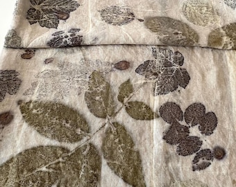 Eco Dyed Linen Scraps, Natural Eco Printed With Plants Leaves Linen ...