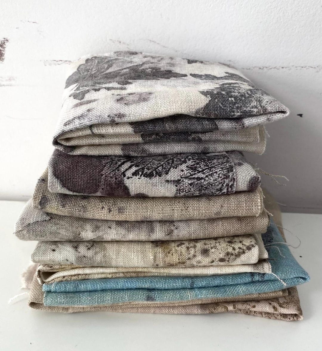 Naturally Dyed Fabric Bundle, Hand Dyed, Rustic Eco-printed, Slow ...