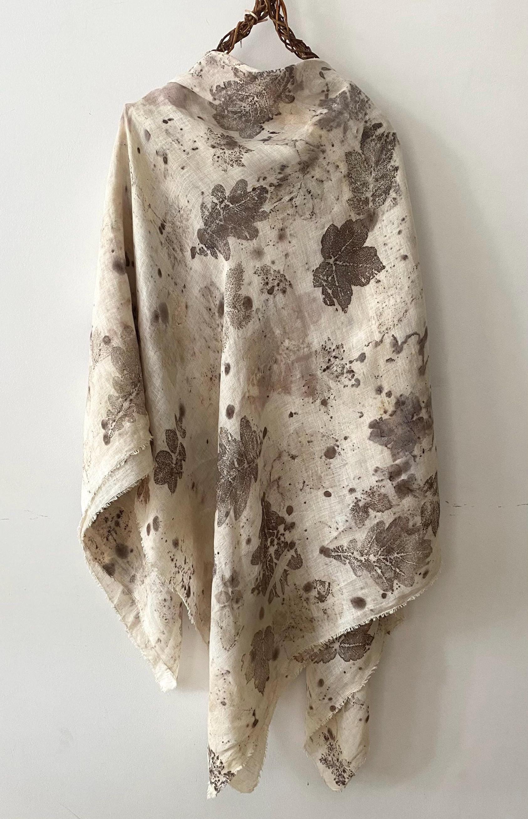Linen Shawl Natural Pure Linen Plant-dyed Large Scarf, Summer Wrap ...