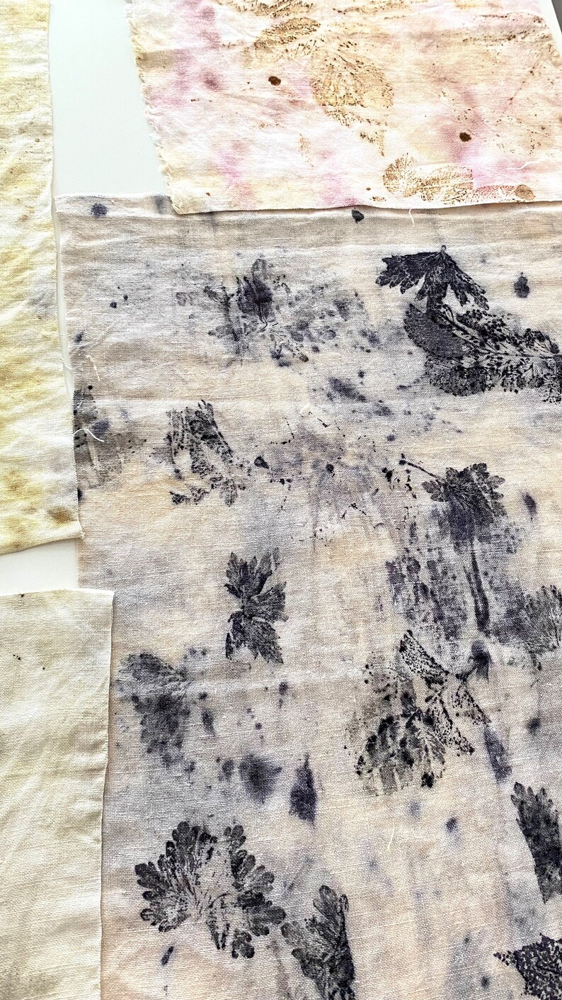 Fabric Eco Print Linen Hand Dyeing Botanical Print Leave - Etsy
