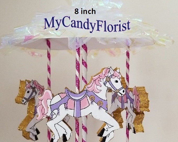 3D Carousel CAKE TOPPER - CENTERPIECE Features Three 3D Double Sided ...