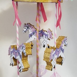 3D Carousel CAKE TOPPER CENTERPIECE Features Three 3D Double Sided ...