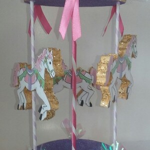 3D Carousel CAKE TOPPER CENTERPIECE Features Three 3D Double Sided ...