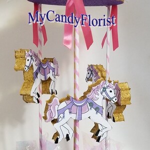 3D Carousel CAKE TOPPER CENTERPIECE Features Three 3D Double Sided ...
