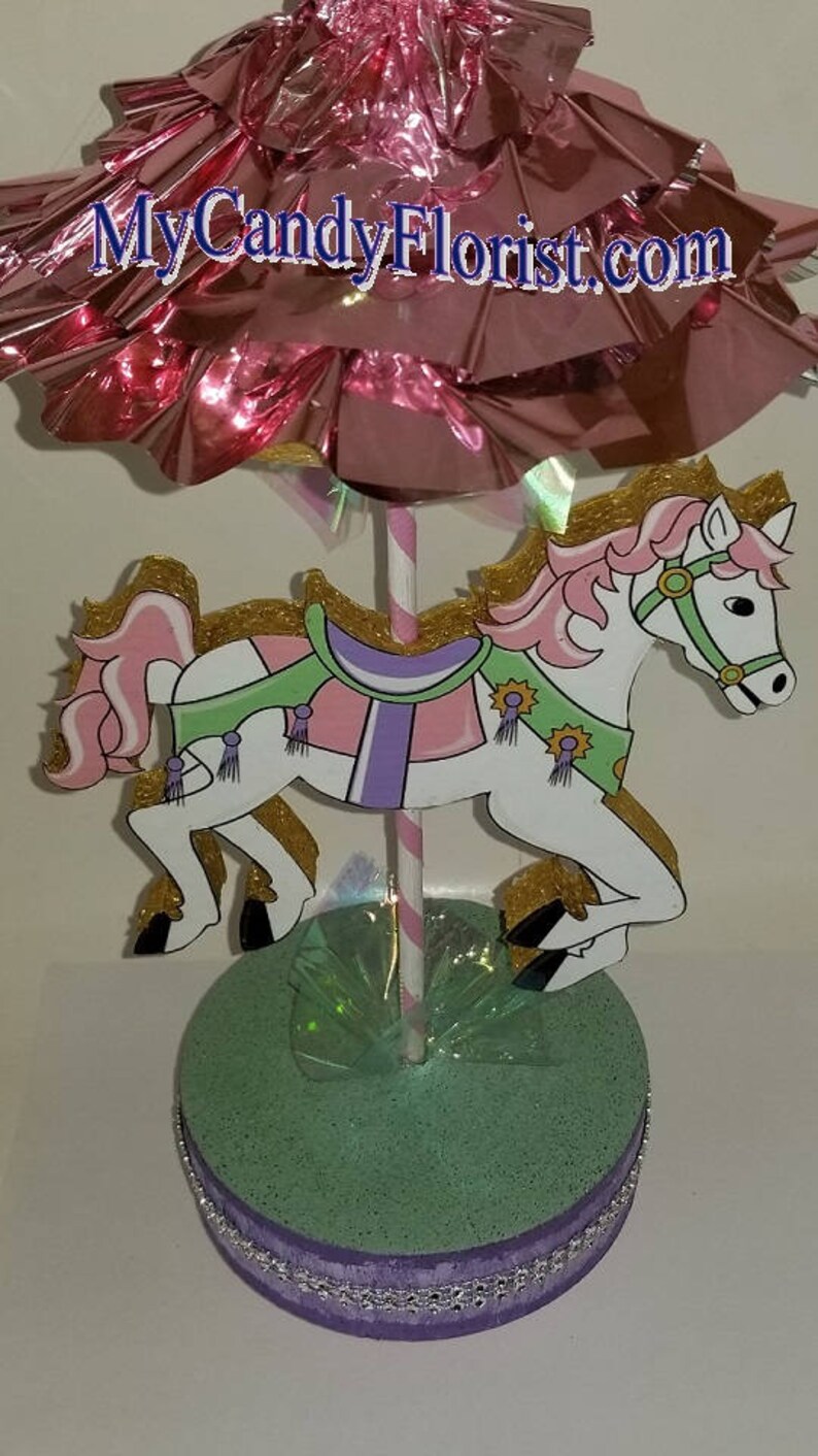 Carousel HORSE Cake Topper 3D CENTERPIECE Double Sided | Etsy