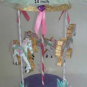 3D Carousel CAKE TOPPER CENTERPIECE Features Three 3D Double Sided ...
