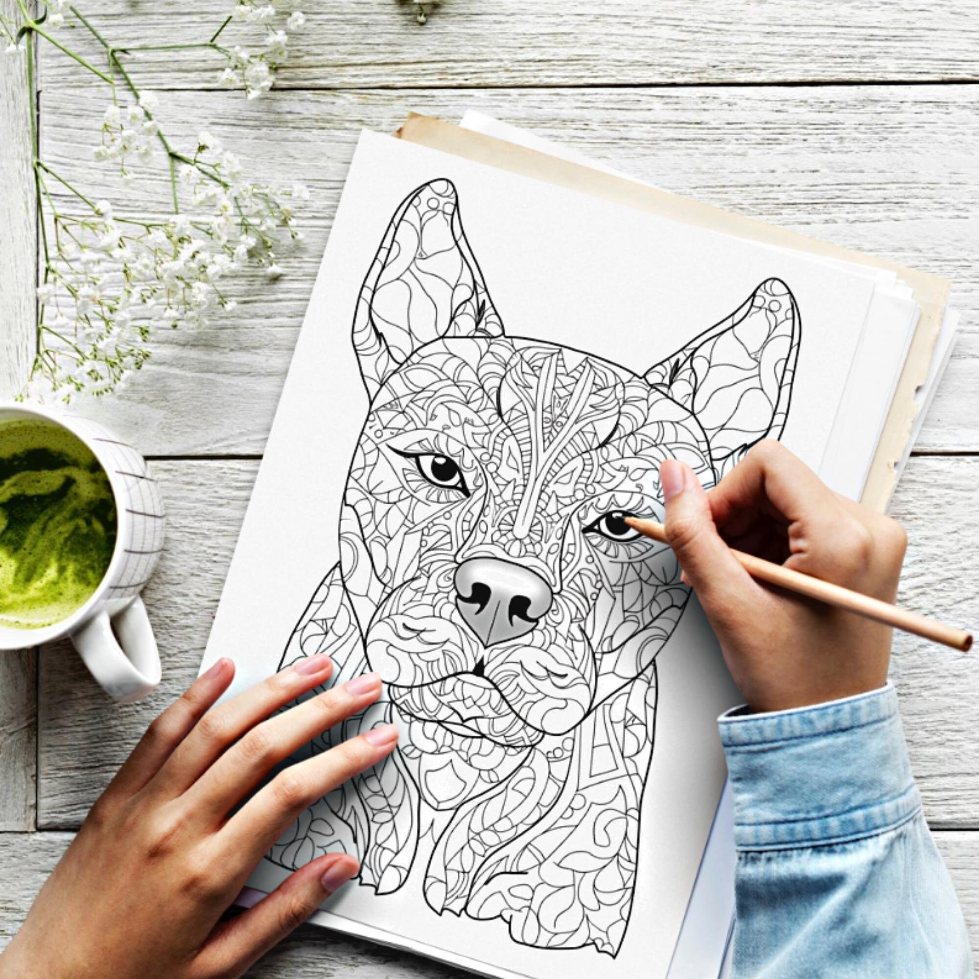 21 Dog Coloring Pages, Minimalist Dog Art, Adult Coloring Pages ...