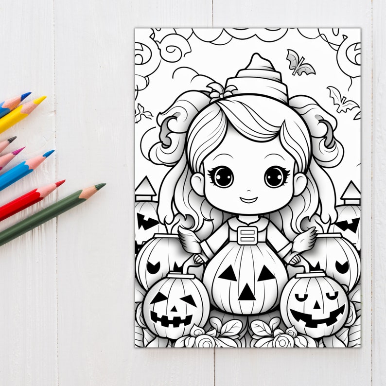 10 Kawaii Halloween Coloring Pages | Adorable and Spooky Designs ...
