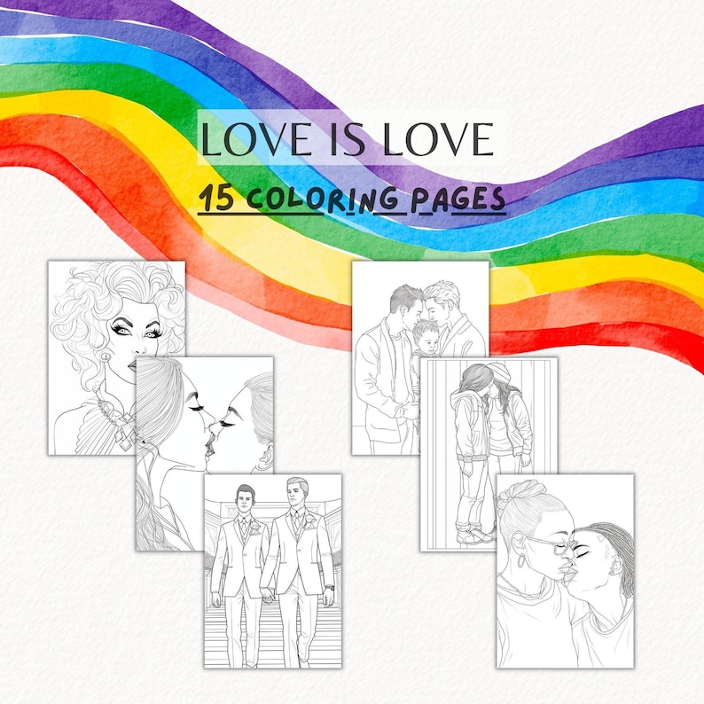 15 Printable LGBTQ Coloring Pages for Adults, Pride Adult Coloring ...