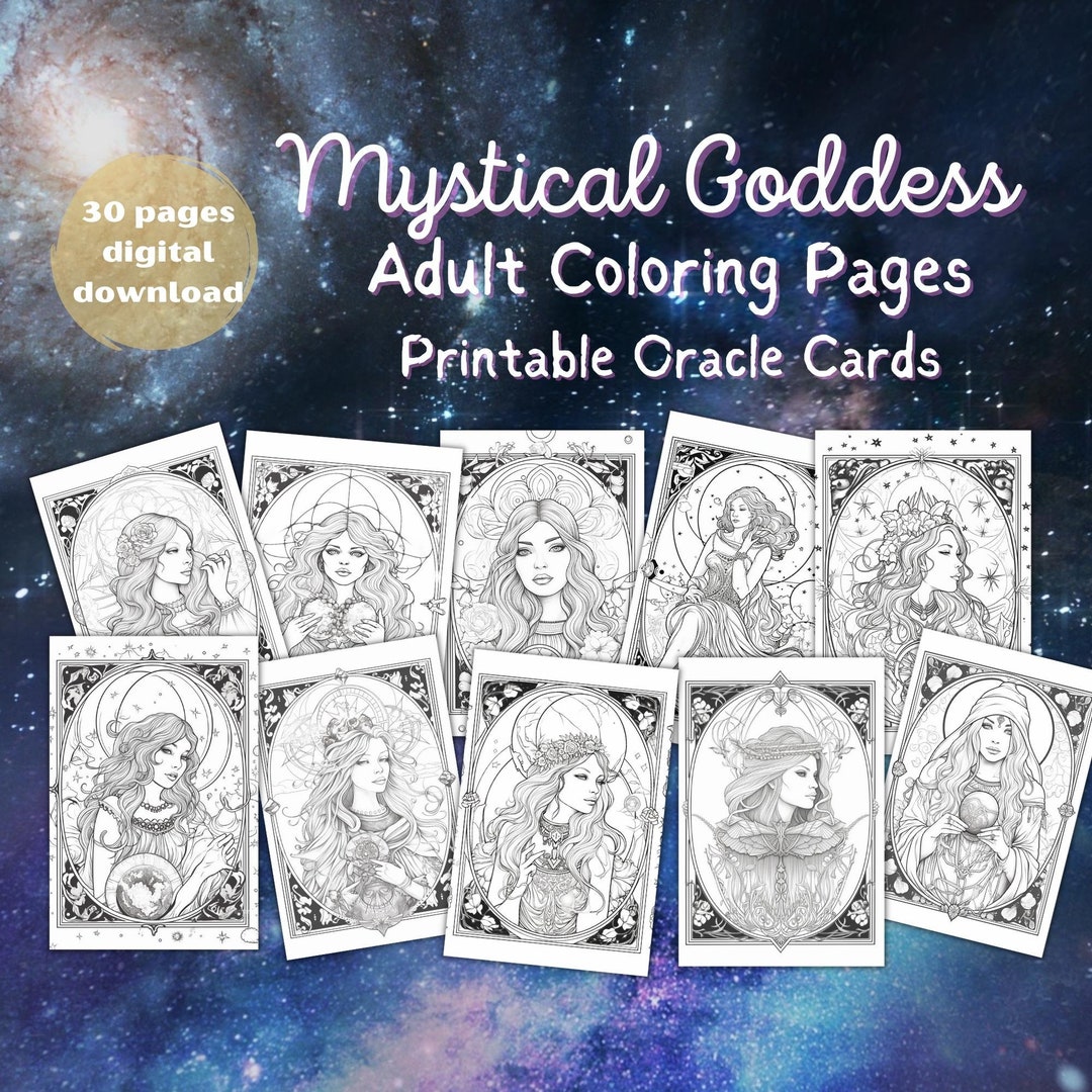 Oracle Goddess Coloring, Tarot Coloring Cards, Oracle Cards PDF ...
