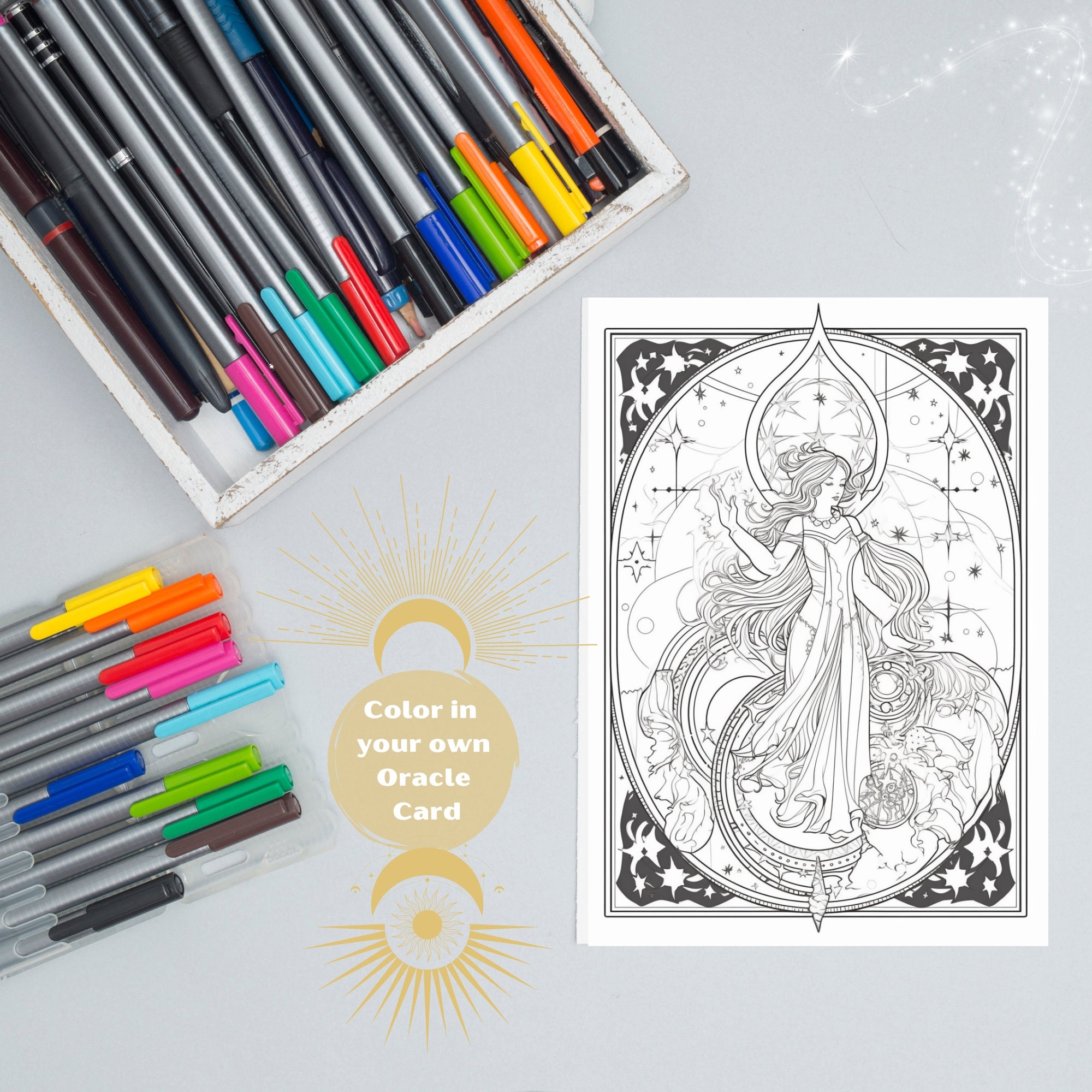 Oracle Goddess Coloring, Tarot Coloring Cards, Oracle Cards PDF ...