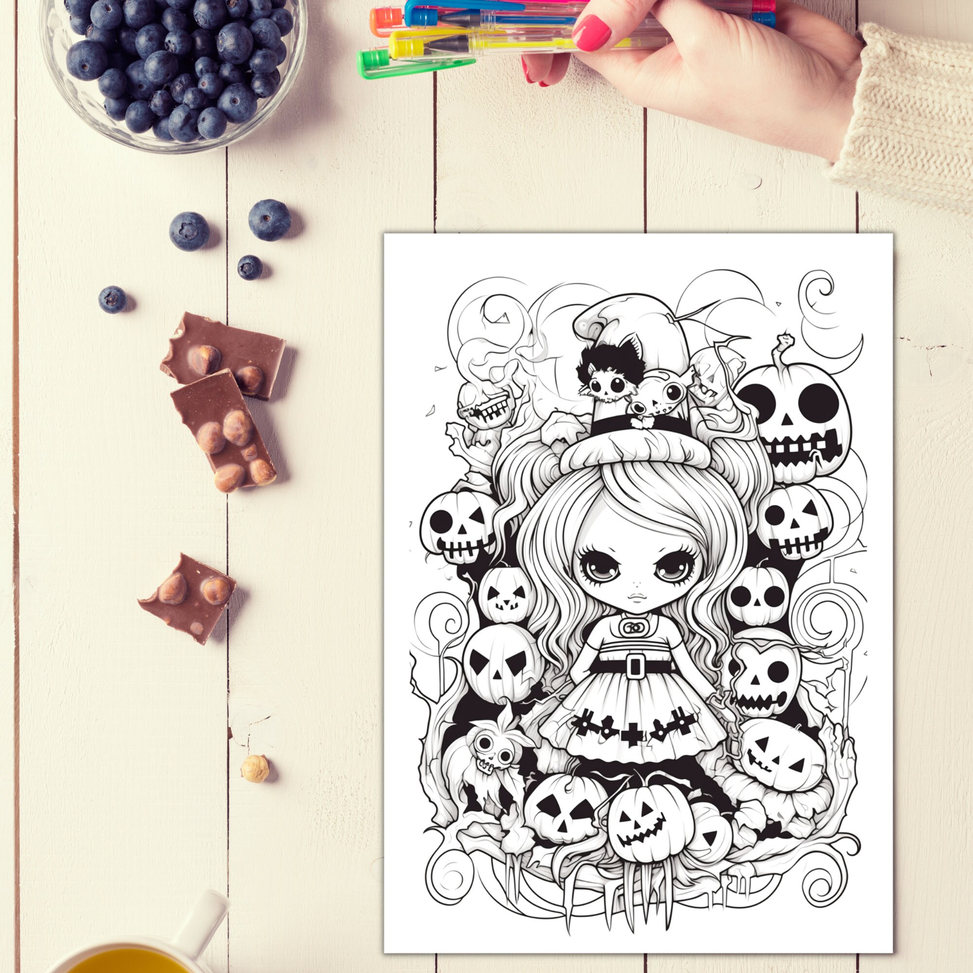 10 Kawaii Halloween Coloring Pages | Adorable and Spooky Designs ...