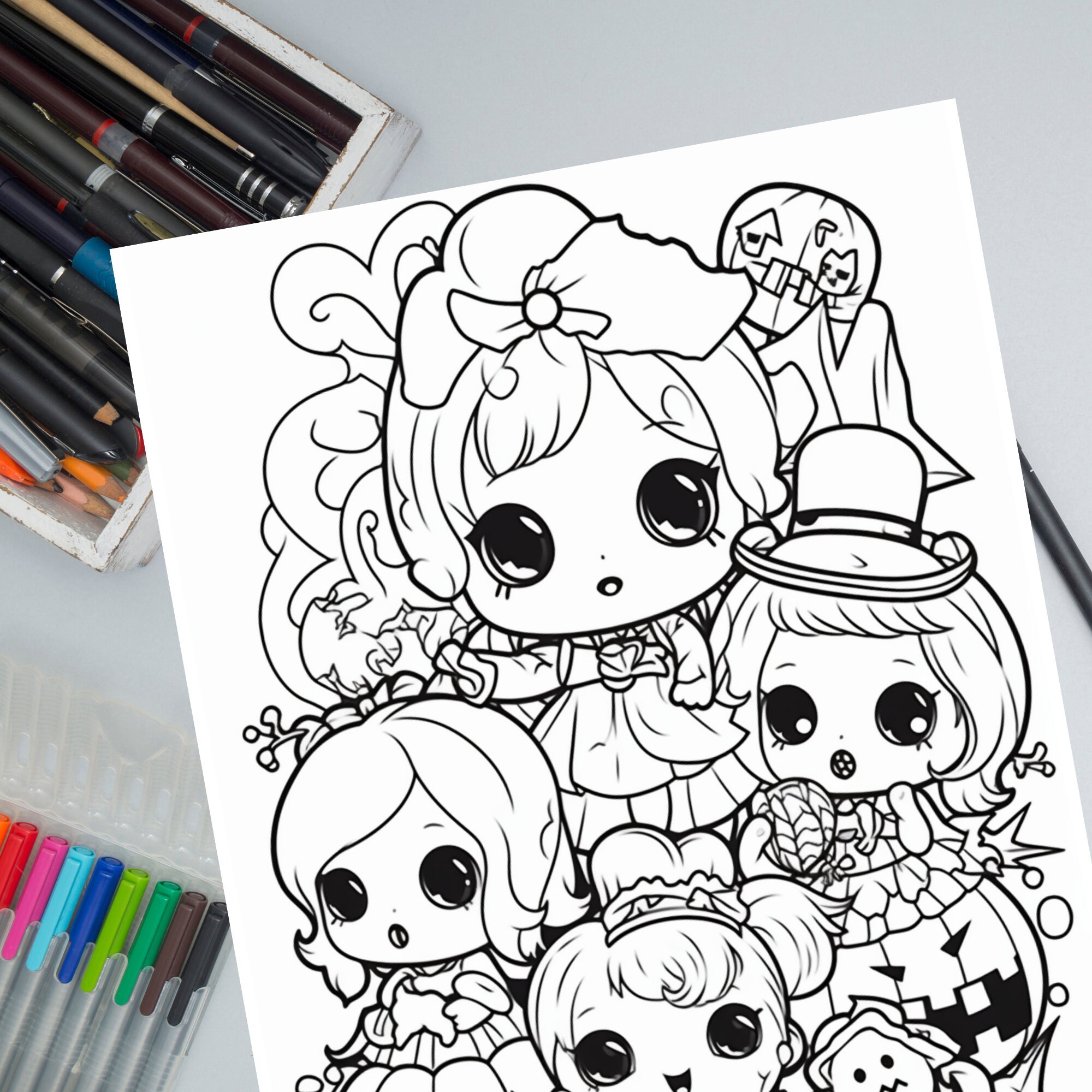 10 Kawaii Halloween Coloring Pages | Adorable and Spooky Designs ...