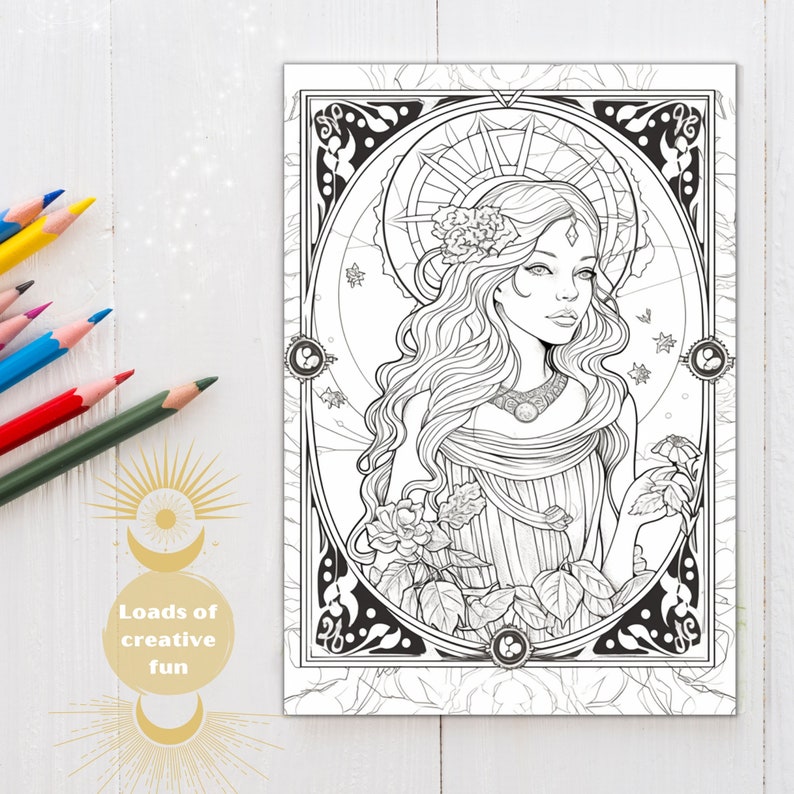 Oracle Goddess Coloring, Tarot Coloring Cards, Oracle Cards PDF ...