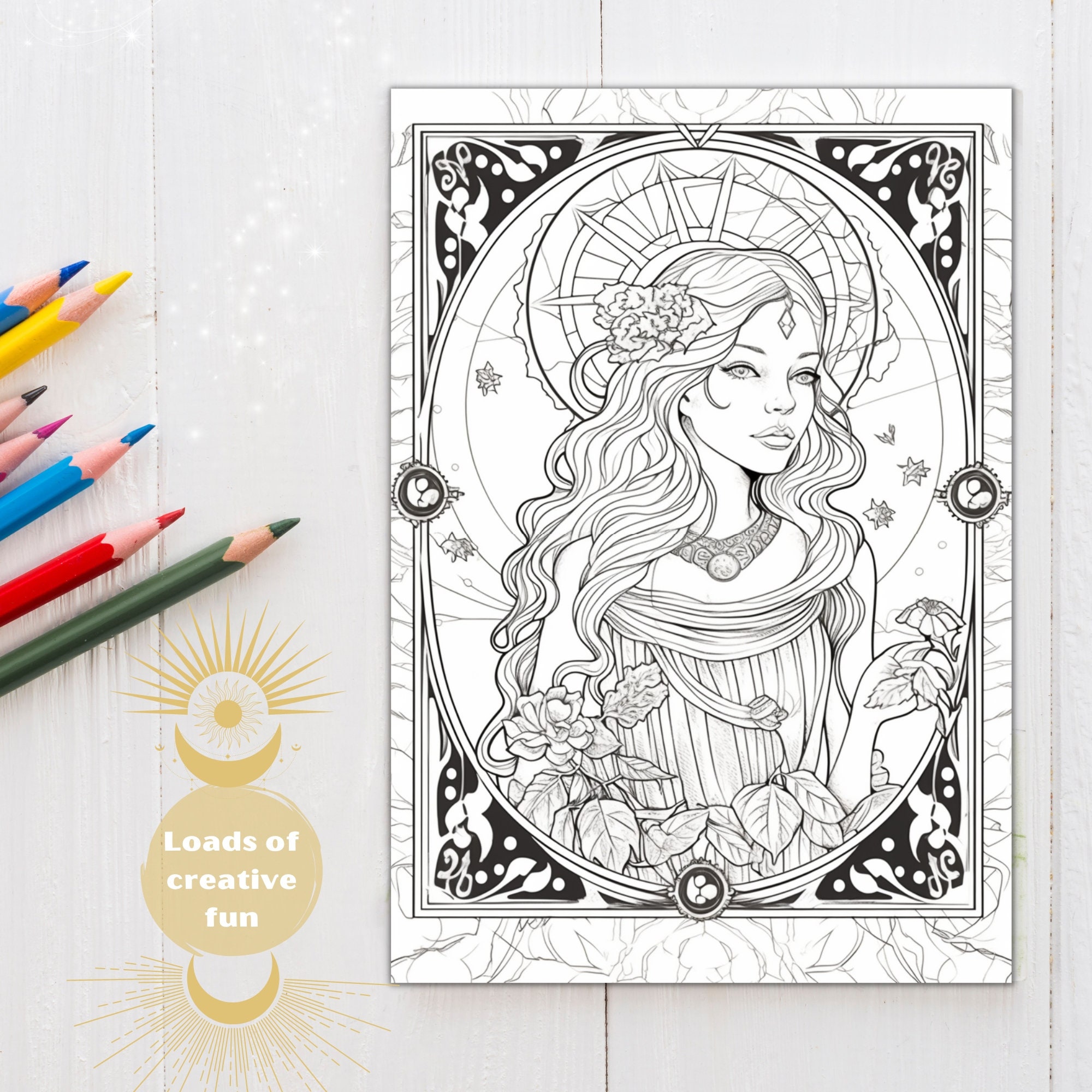 Oracle Goddess Coloring, Tarot Coloring Cards, Oracle Cards PDF ...