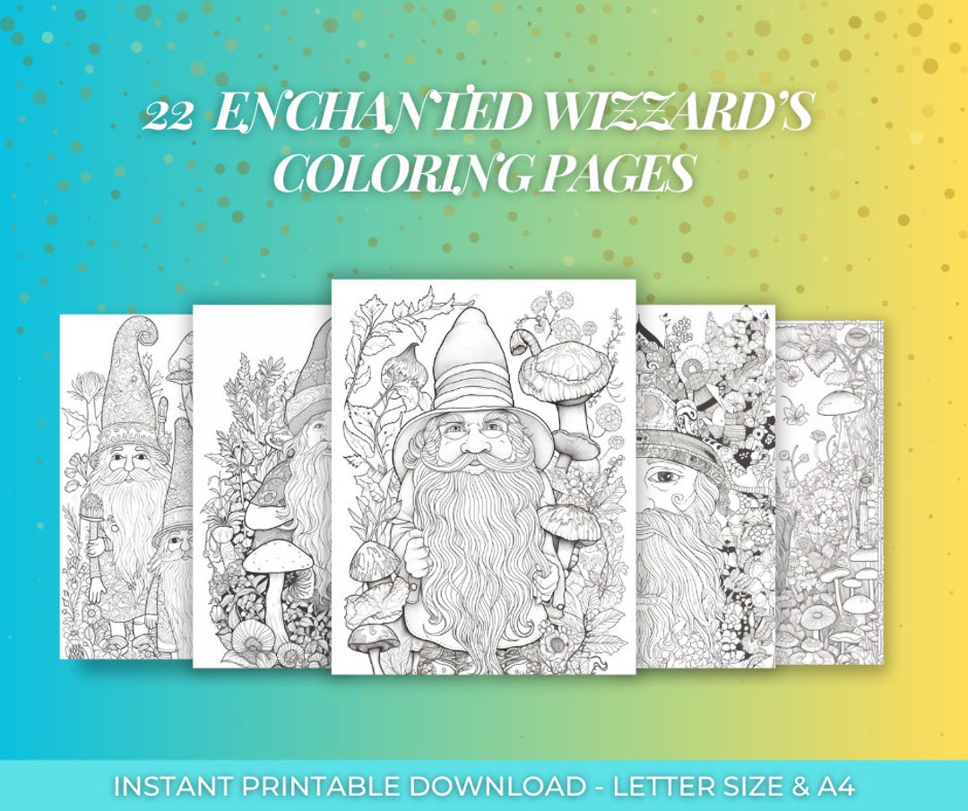 Enchanting Wizard Coloring Book - Psychedelic Wizard and Magical ...