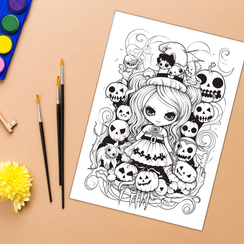 10 Kawaii Halloween Coloring Pages | Adorable and Spooky Designs ...