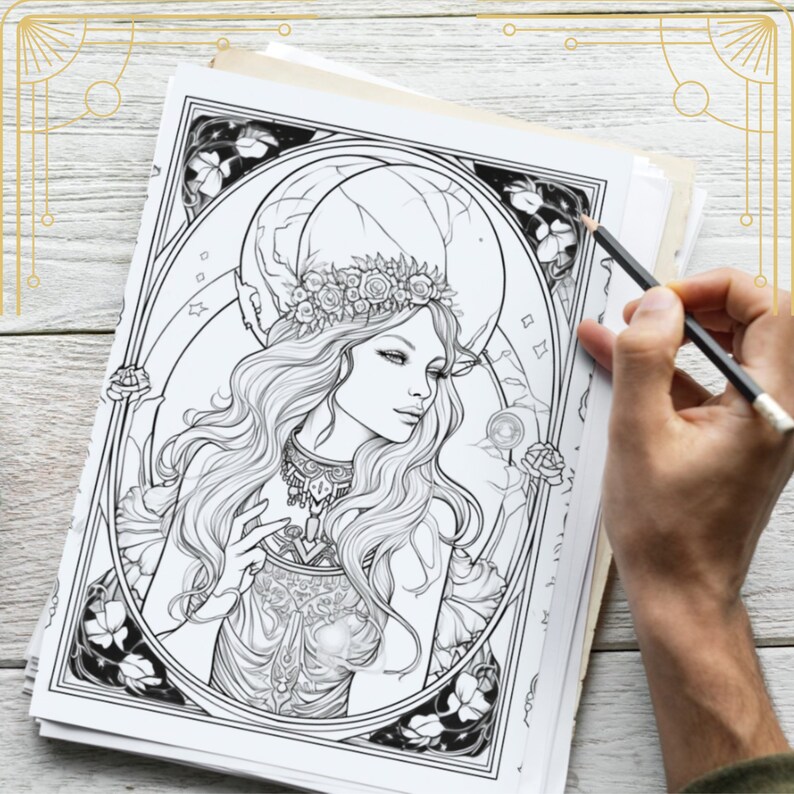 Oracle Goddess Coloring, Tarot Coloring Cards, Oracle Cards PDF ...