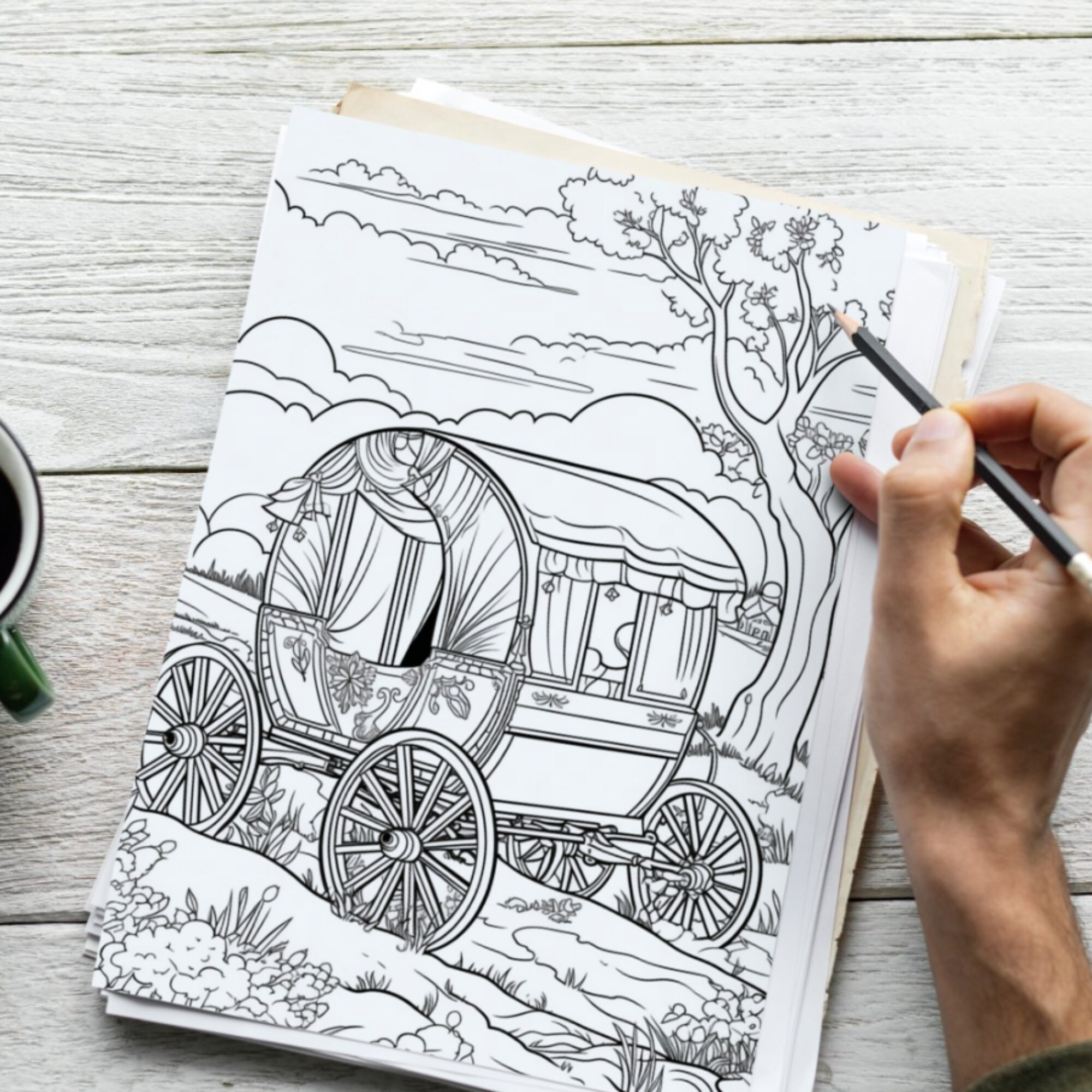 Vanlife Coloring for Adults, Coloring Pages for Relax & Stress Relief ...