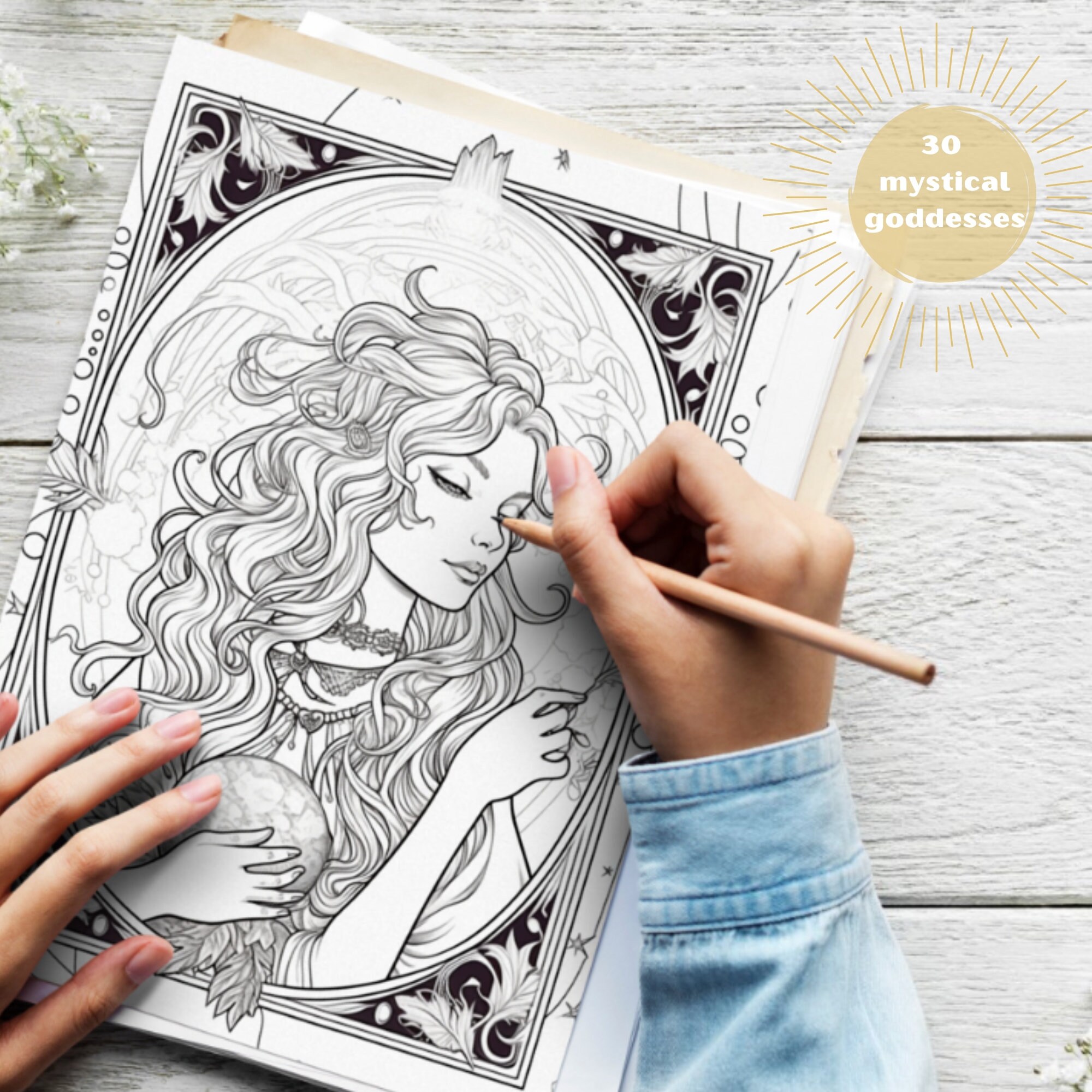 Oracle Goddess Coloring, Tarot Coloring Cards, Oracle Cards PDF ...