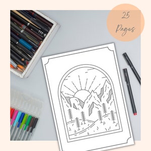 25 Boho Coloring Pages, Minimalist Coloring, Anxiety Coloring, 25 Boho ...