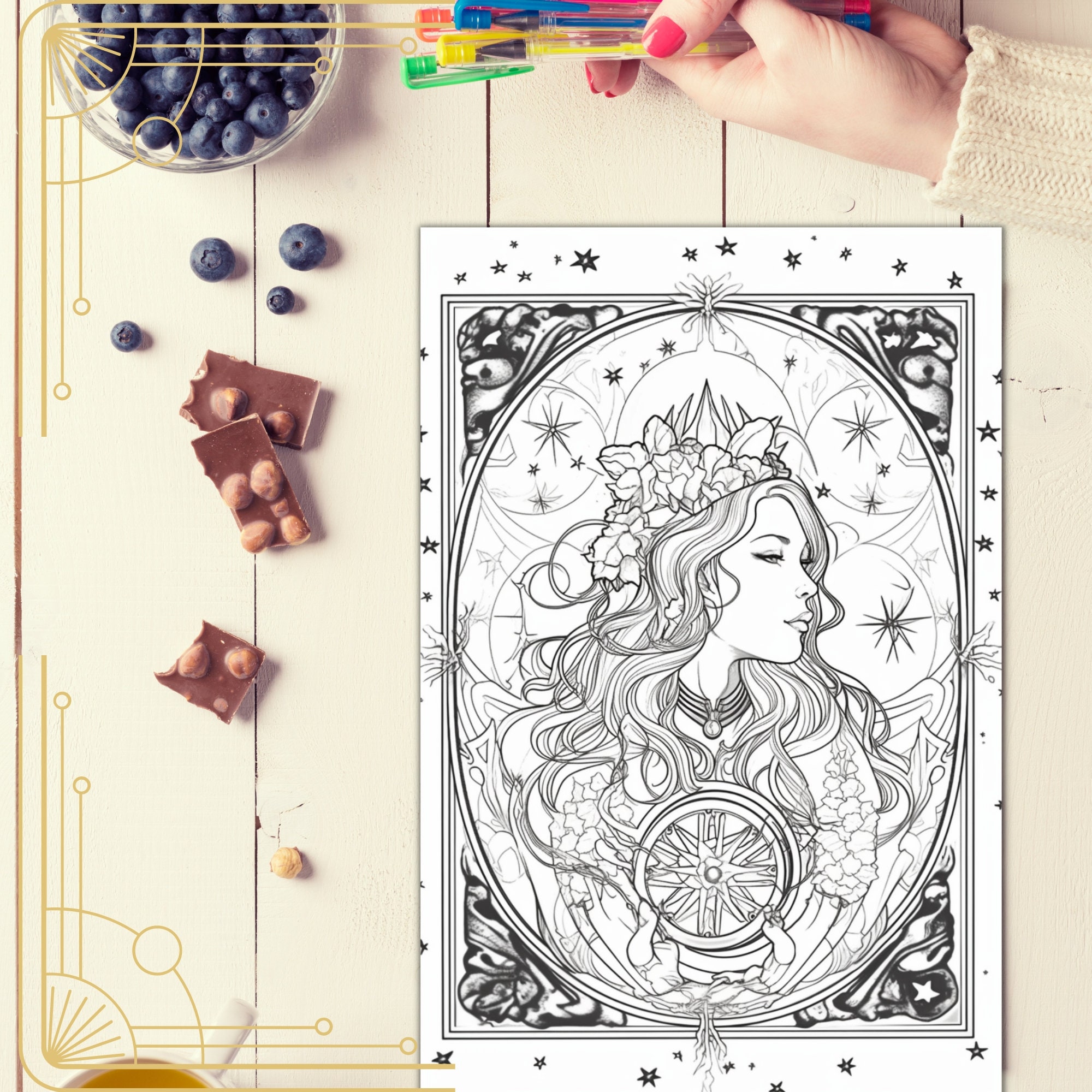 Oracle Goddess Coloring, Tarot Coloring Cards, Oracle Cards PDF ...