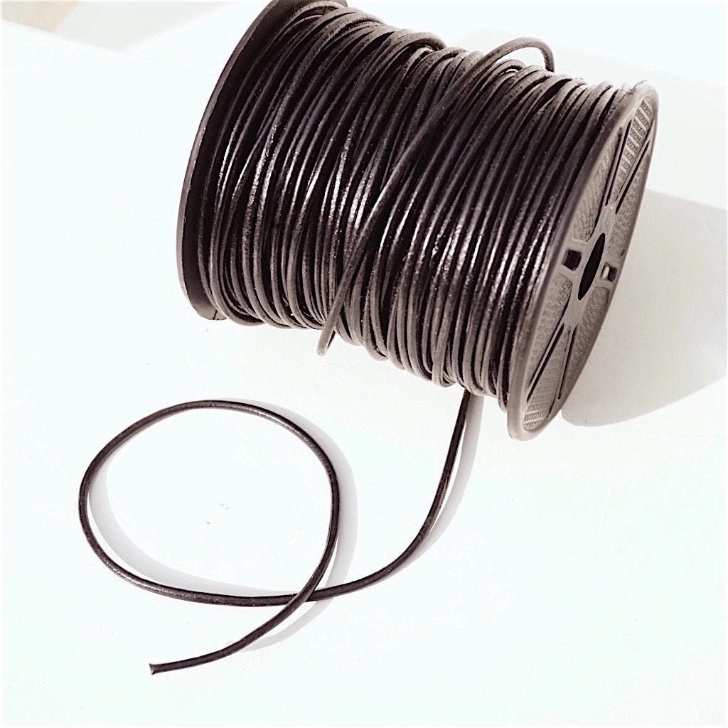 Cordon Rond Leather Black 2mm | Etsy