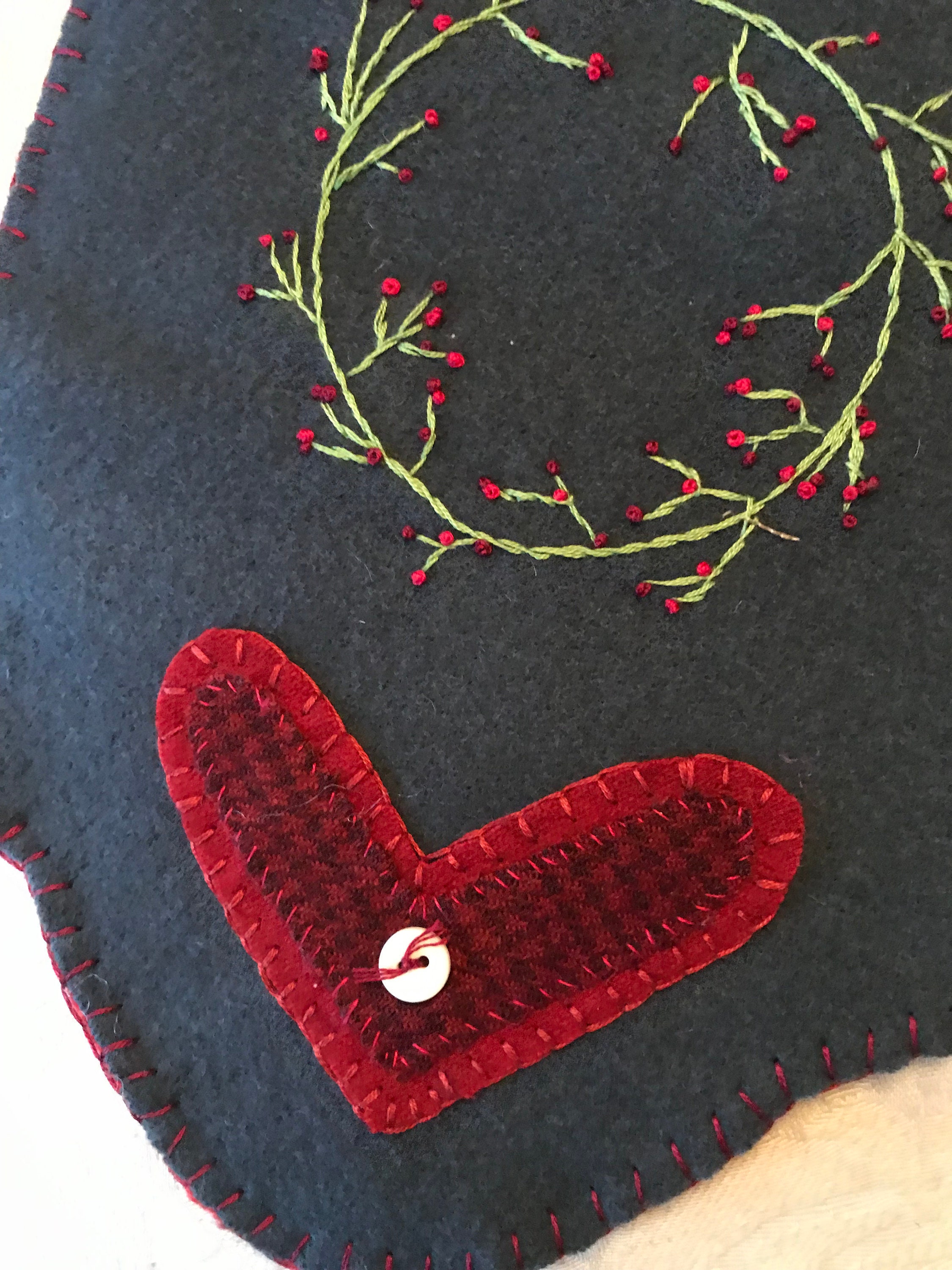 Heart of Hearts Wool Applique Candlemat Hearts Love Penny Mat Valentine ...