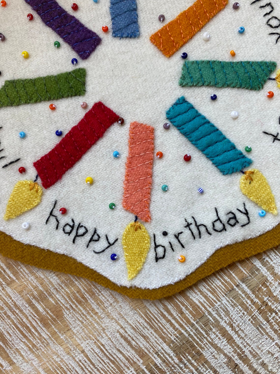 Happy Birthday Wool Candle Mat Penny Rug Happy Birthday Birthday ...