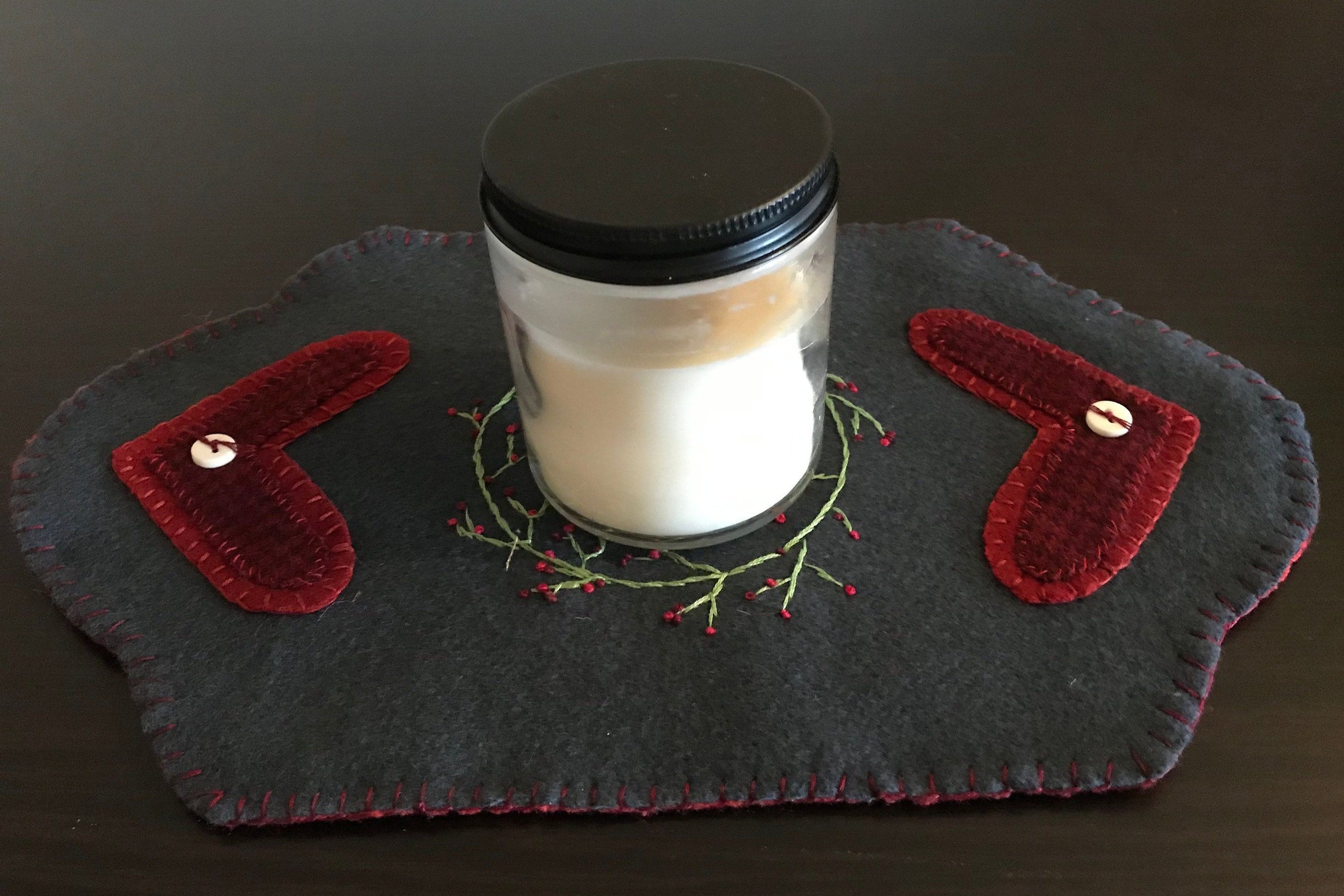 Heart of Hearts Wool Applique Candlemat Hearts Love Penny Mat Valentine ...