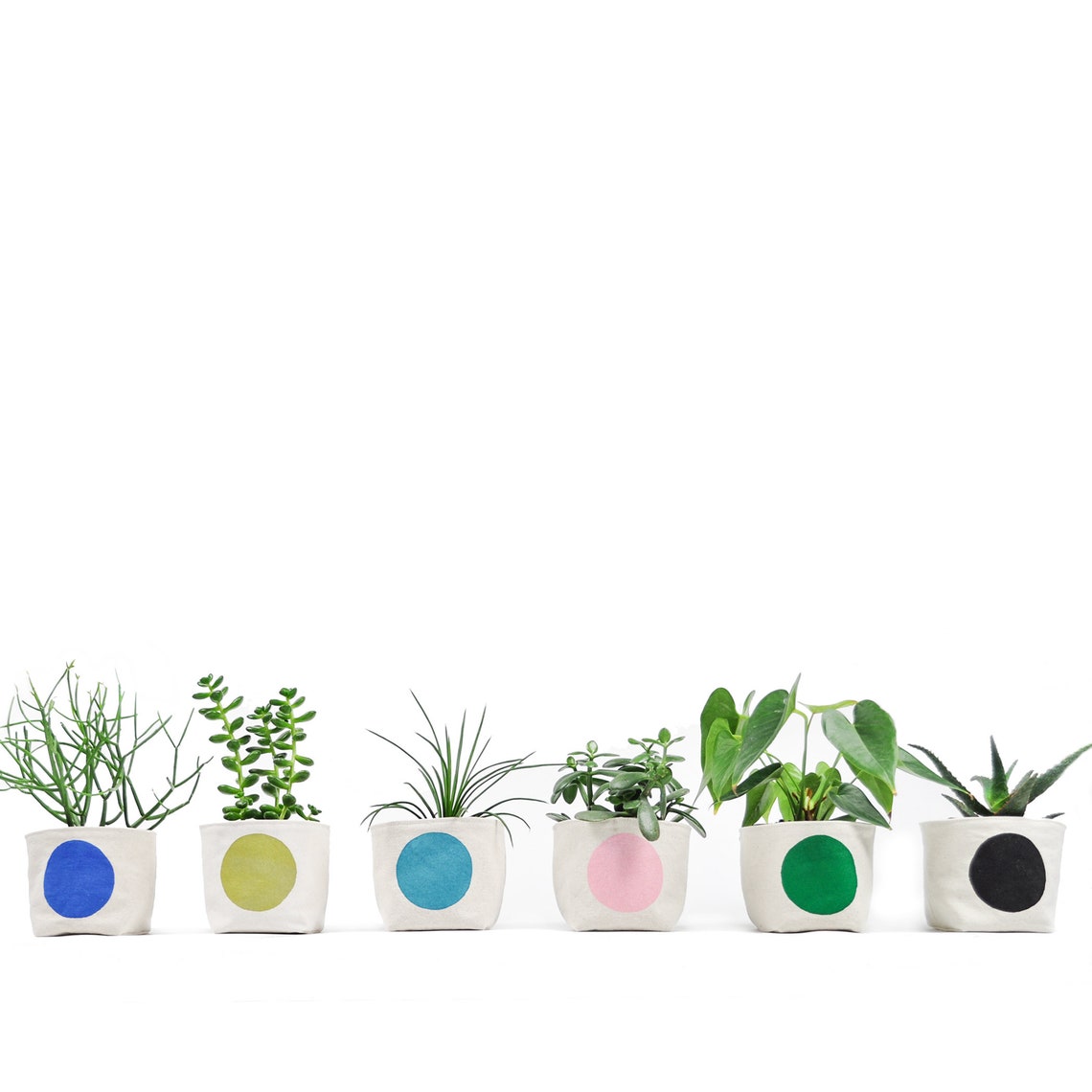 Canvas Planter Black Dot Medium 4 Size Blockprint - Etsy