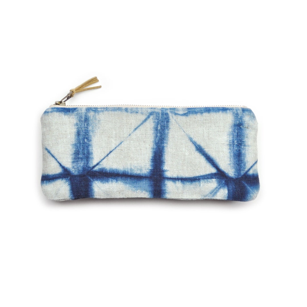 Shibori Pencil Case in Diamond Pattern With Metal Zipper and - Etsy