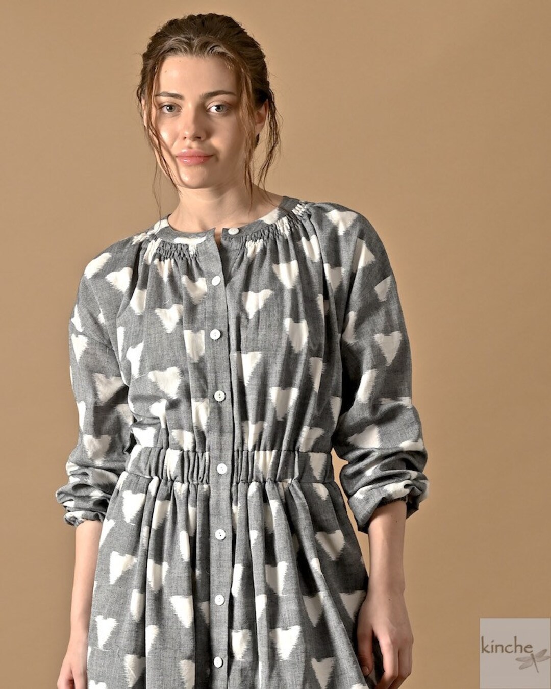 Lyre, Handmade Ikat Weave Shirt Dress, Heart Weave Pattern - Etsy