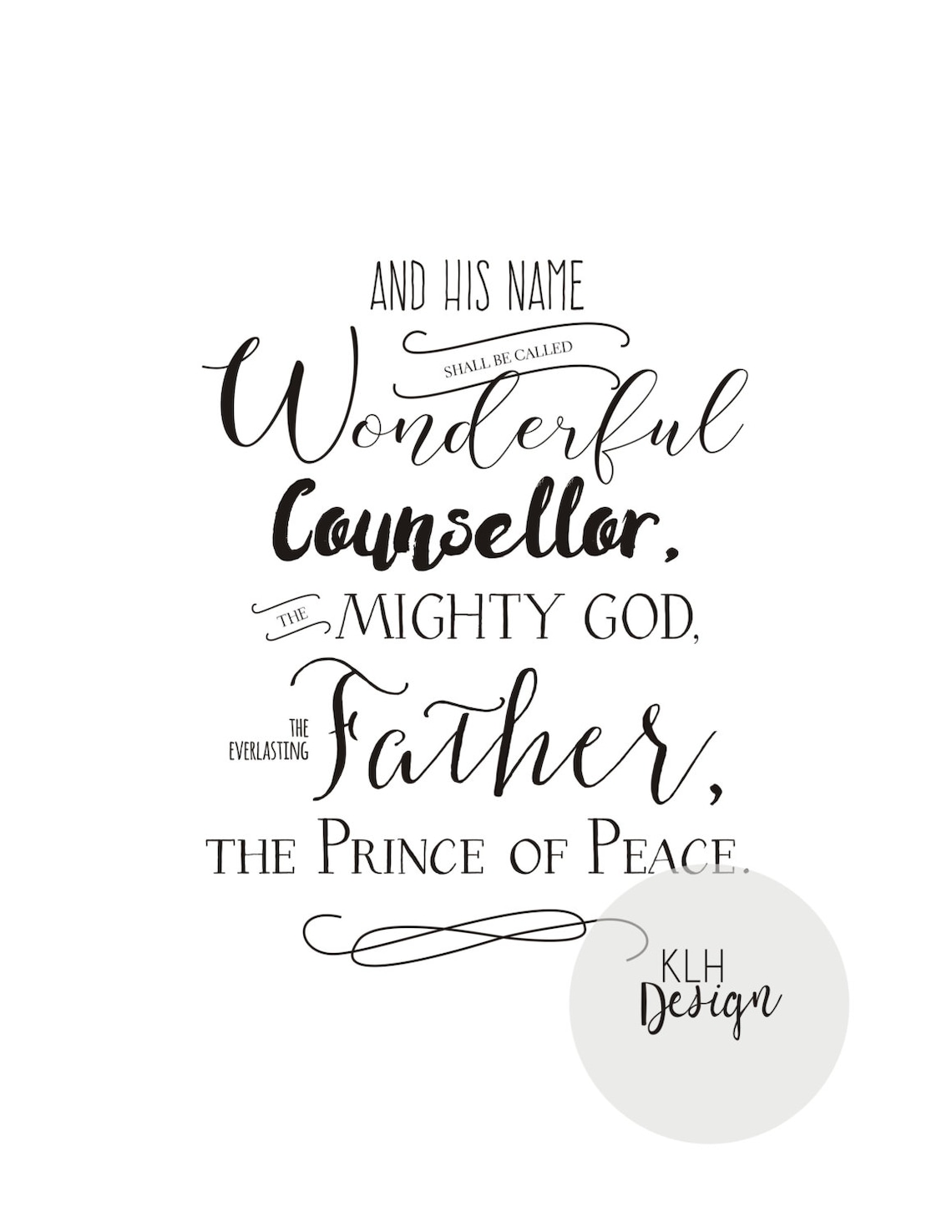 Christmas Printable, and His Name Shall Be Called Wonderful, Christmas ...