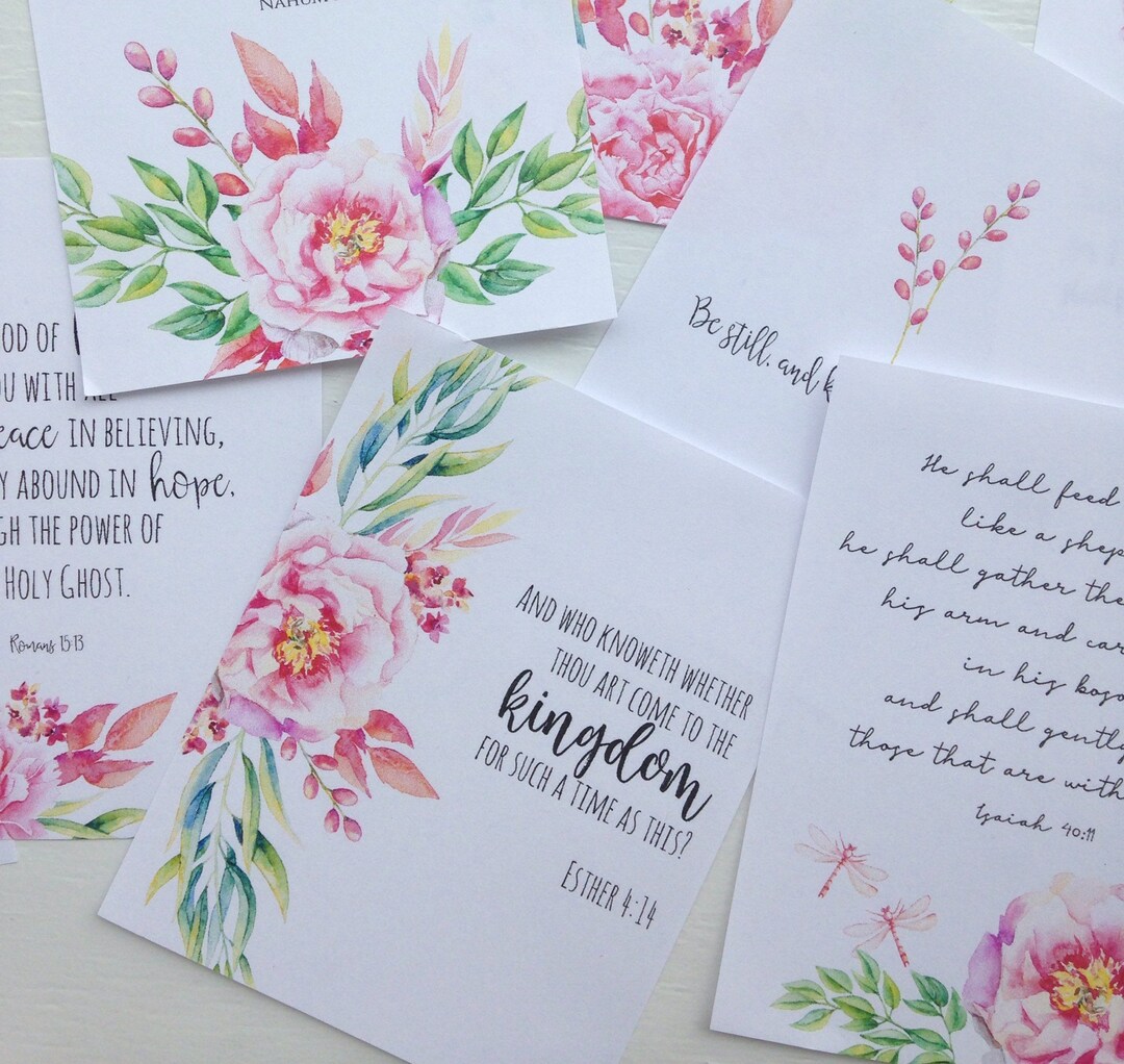 Bible Verse Cards | Set of 10 Printable Scripture Cards, 4"x5" Bible ...
