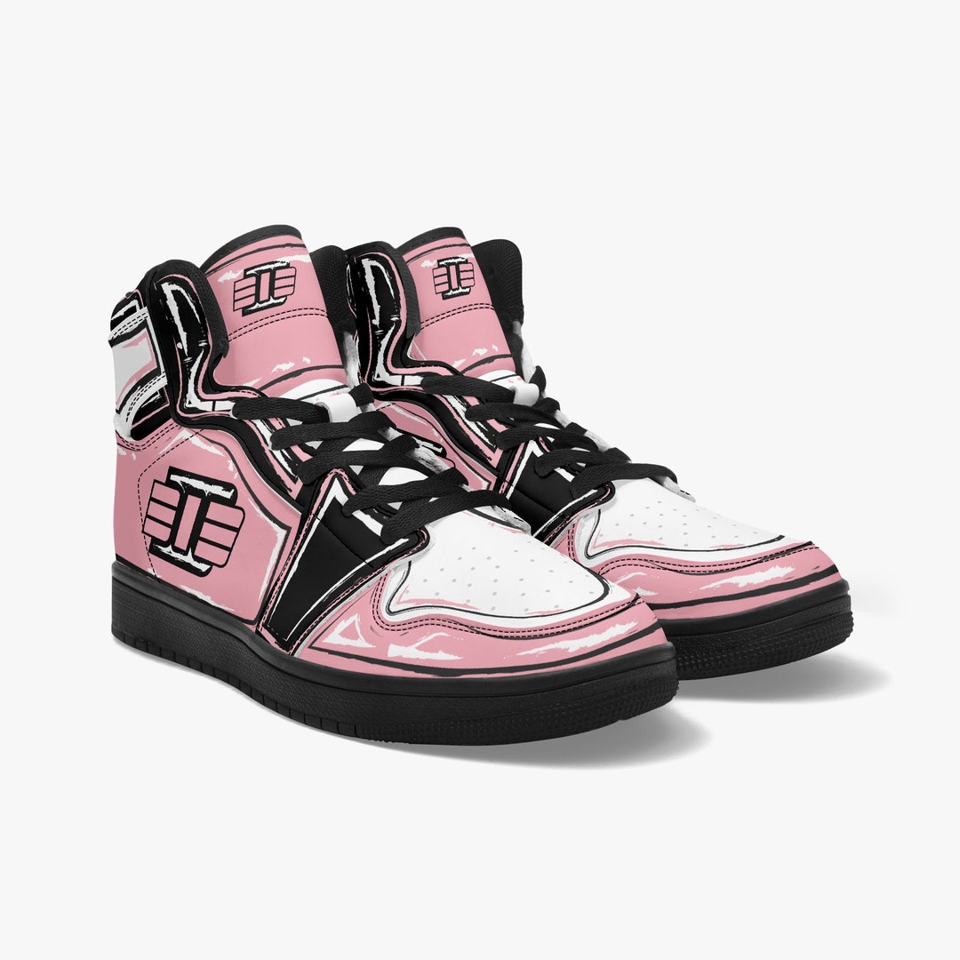 Detroit 313 Comitoon Pink With Black-sole High Top Sneakers - Etsy