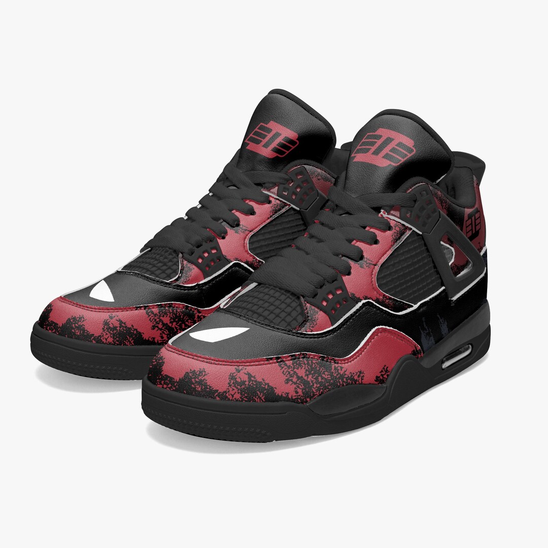 Deadpool Inspired Basketball Sneakers -black Sole - Etsy