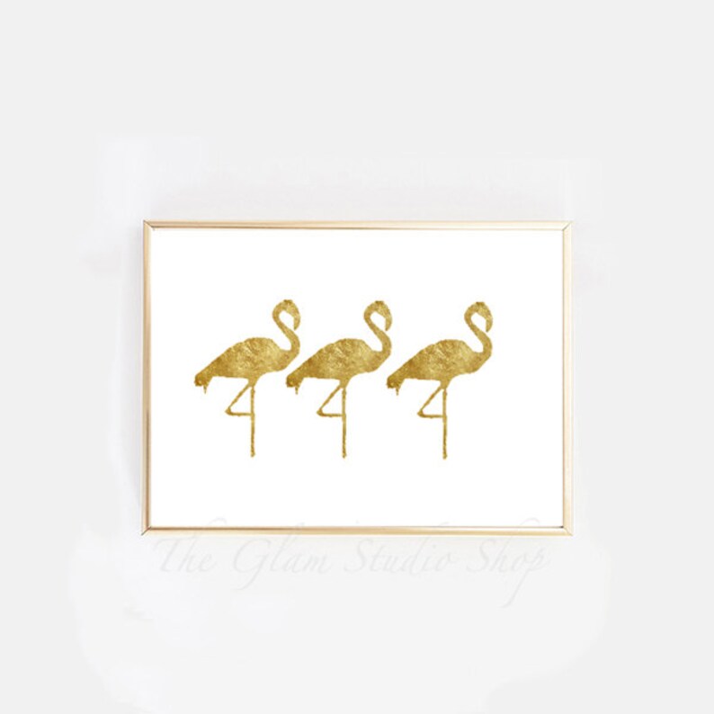 Gold Animal Print Gold Foil Flamingos Printable Art Home Decor - Etsy