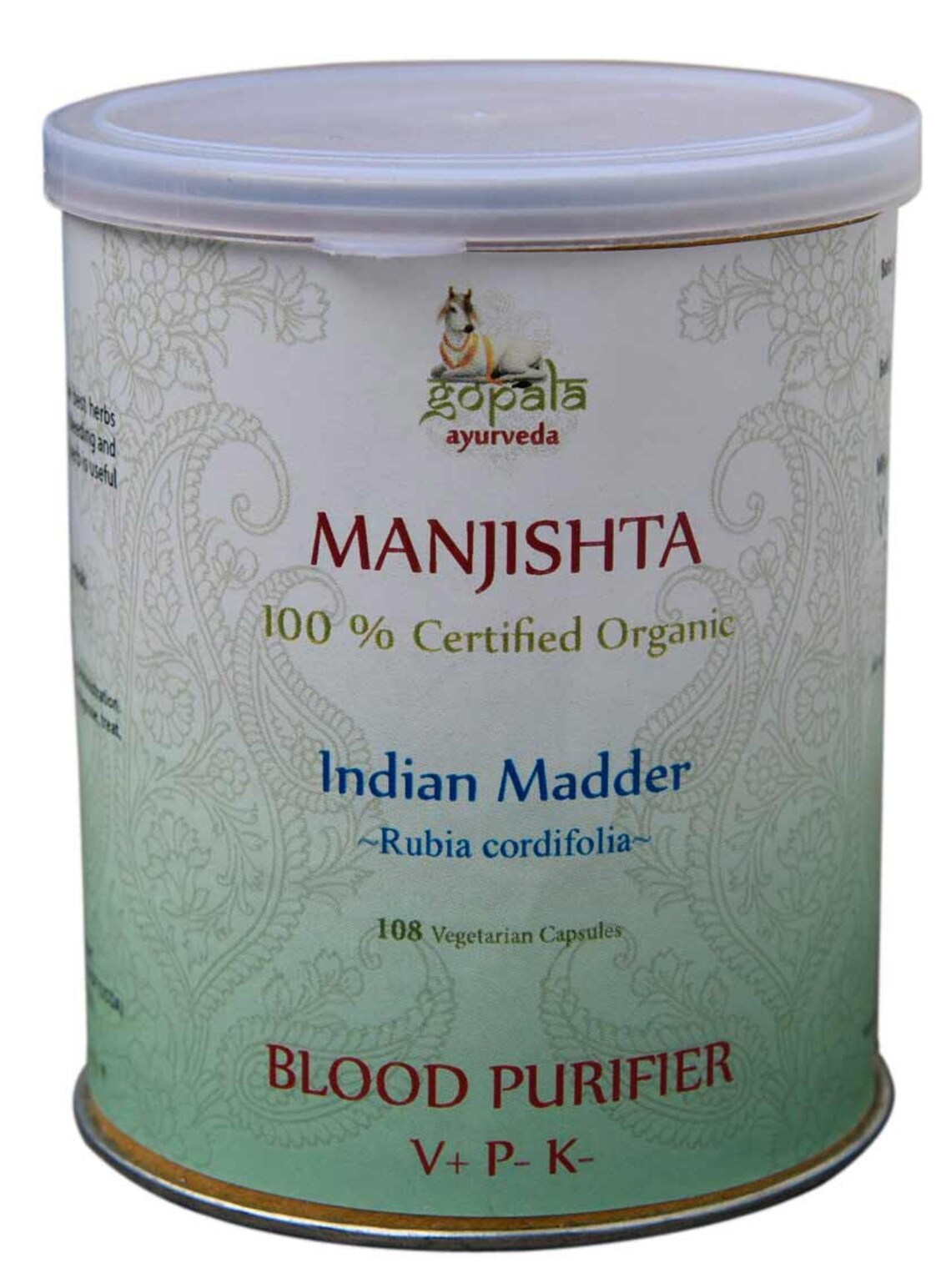 Organic Manjistha Capsules rubia Cordifolia 108 Vcaps USDA Certified ...