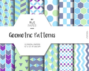 Geometric Digital Paper: Geometric Patterns | Etsy